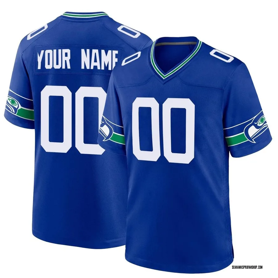 Custom Seattle Seahawks Men's Game Custom Throwback Nike Jersey - Royal