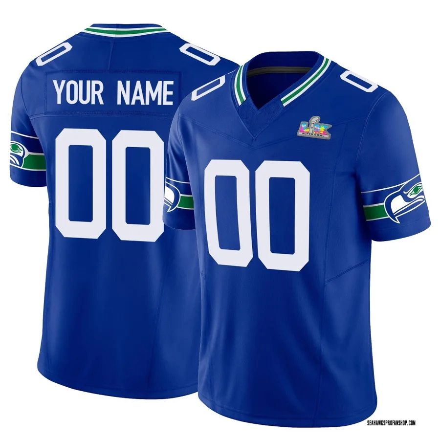 Custom Seattle Seahawks Men's Limited Custom Throwback Vapor F.U.S.E ...